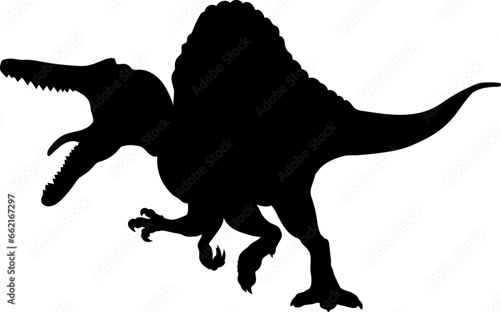 Spinosaurus Dinosaur Silhouette vector Types of dinosaurs breeds Stock Vector | Adobe Stock