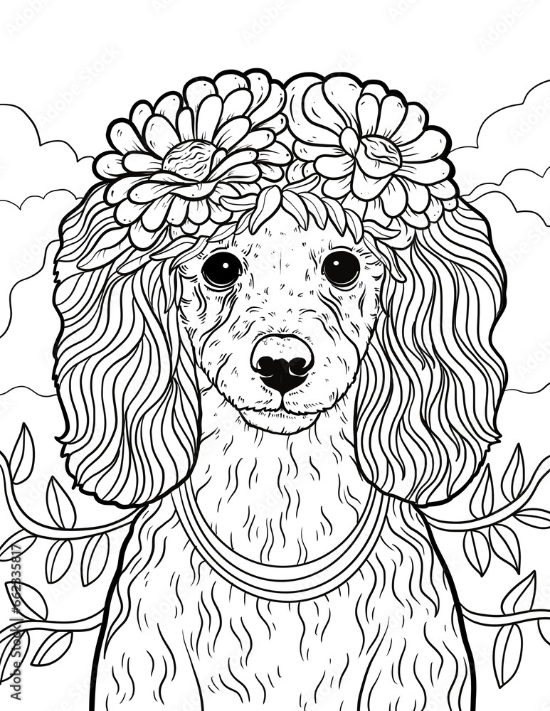 Miniature poodle line art coloring page Stock Illustration | Adobe Stock