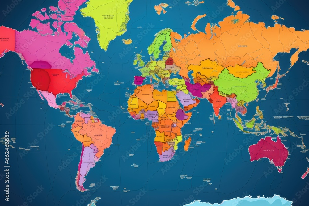 Map of Europe with country borders on blue background. Vector ...