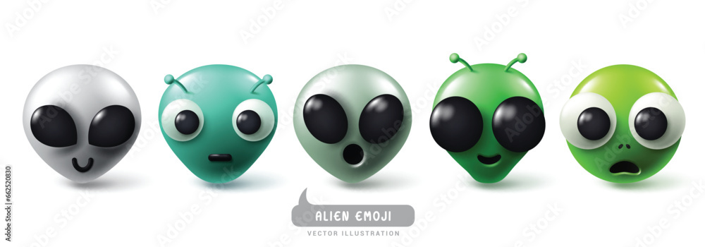 Emojis alien emoticons characters vector set. Emoji emoticons aliens ...