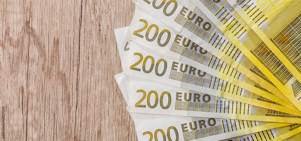 50 100, 200 and 500 euros bills currency banknotes as finance ...