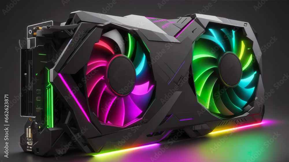 design of a futuristic ultra gaming GPU graphics card with RGB light ...