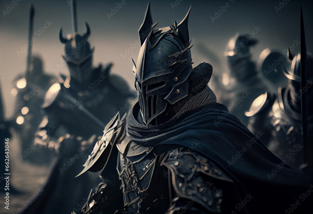 Medieval Knight Walking on Battlefield amidst Dead Enemies. Last Surviving Crusader, Soldier ...