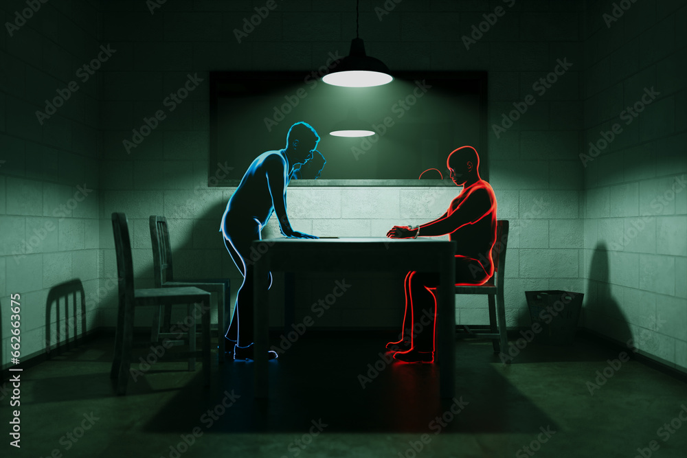 Interrogation room detective interrogating suspect Police work ...