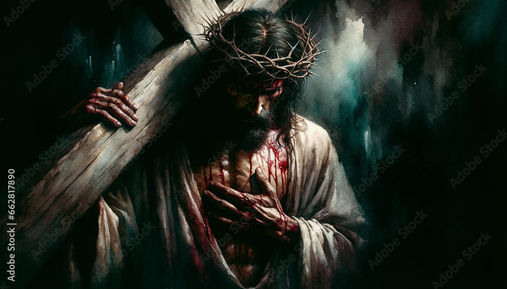 The Weight of Redemption: Jesus Christ Carrying his Cross during his ...