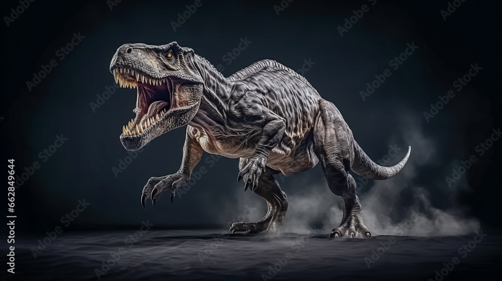 Hyper realistic illustration of carnivore Tyrannosaurus rex or T-rex on ...