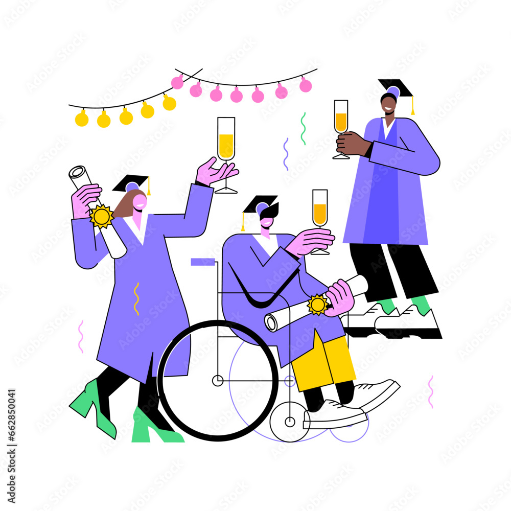Graduation party isolated cartoon vector illustrations. Students in the ...