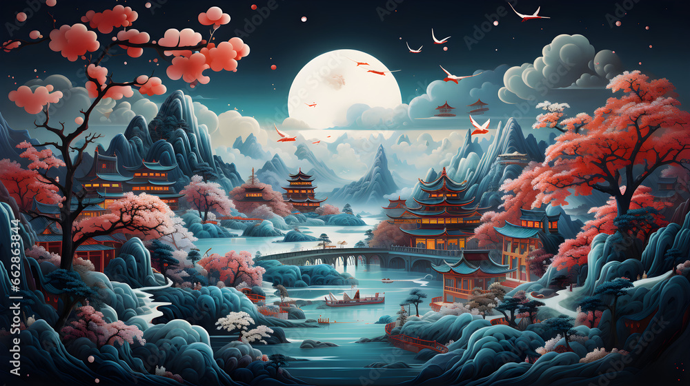 Asian style background, amazing epic Chinese ancient theme, fantasy and ...