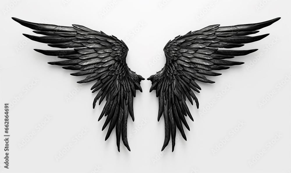 Black devil sinister wings template. Evil 3d wing of fallen angel with ...