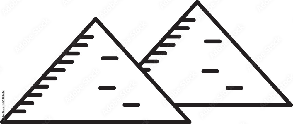 Simple black flat outline drawing of the Egyptian historical landmark ...