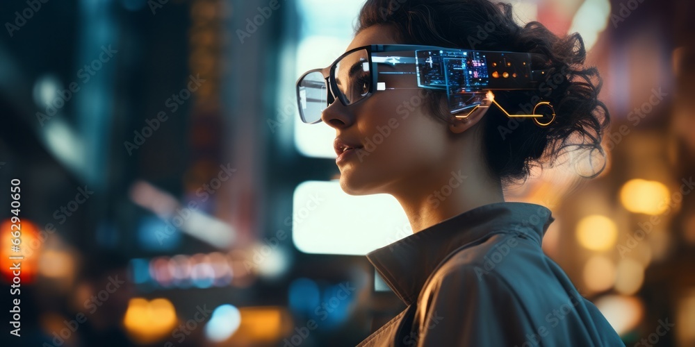 A Pair of High-Tech Eyeglasses on a Table, Displaying Digital ...