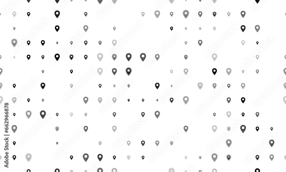 Seamless background pattern of evenly spaced black location symbols of ...