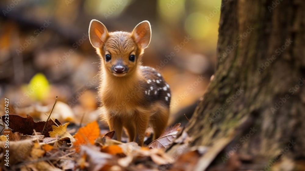 A Pudu Puda, the world's smallest deer species, captured in a moment of ...