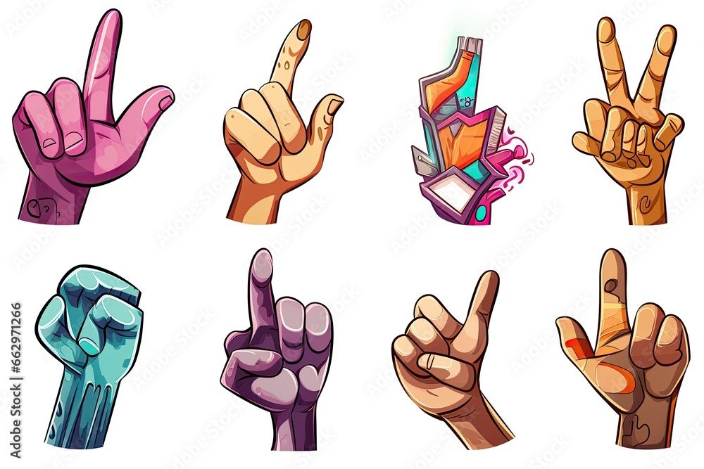 Cartoon Hands: Thumbs Up, Peace Sign, and Okay Sign in Friendly Cartoon ...