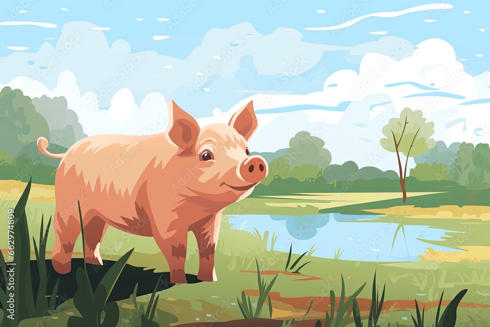 Pig Graphic Design for Farm Park Brochure: Cute and Simple Farm Animal ...