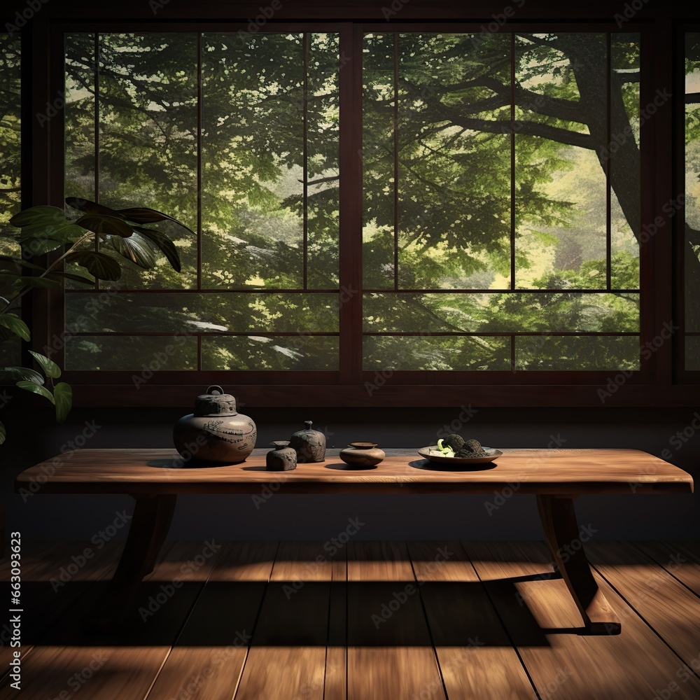 Sunlight shines on long wooden tables, windows are gardens, a ...
