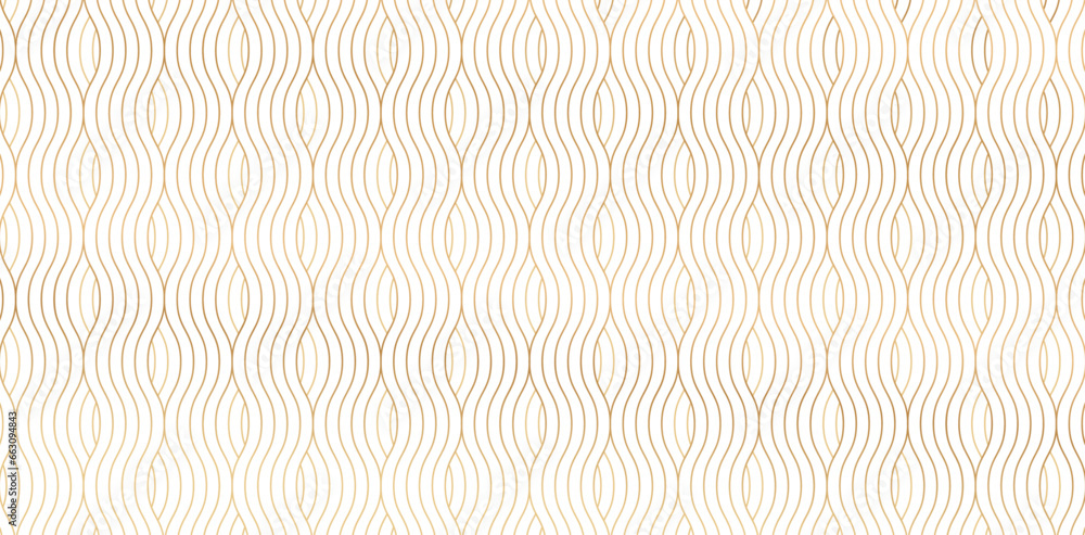 vector illustration Seamless pattern with golden wavy lines on isolated ...