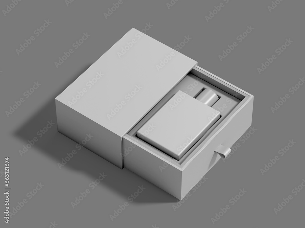 Realistic Blank Empty Perfume inside Box Packaging Mockup 3D Render ...