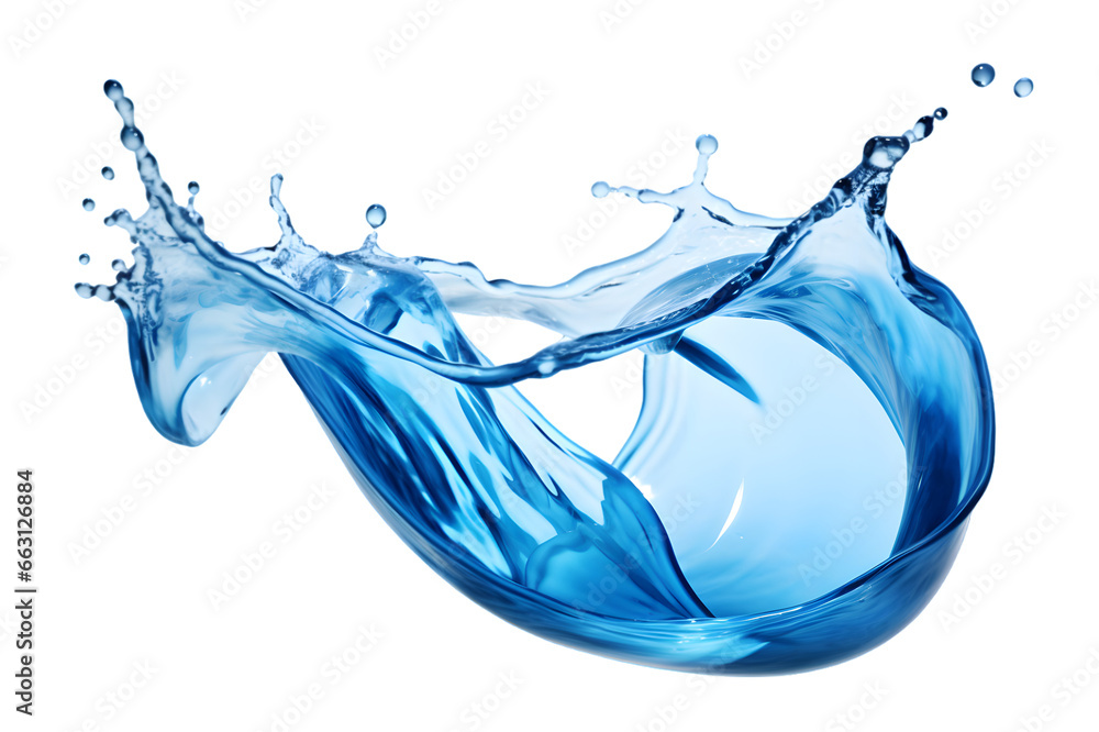 water splash isolated on a transparent background, blue water splashing ...