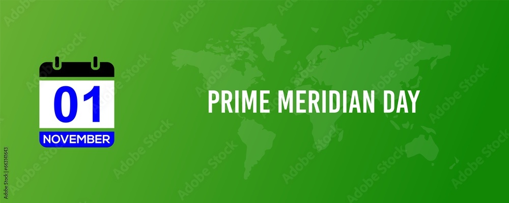 01 November Prime Meridian Day text banner design for social media post ...