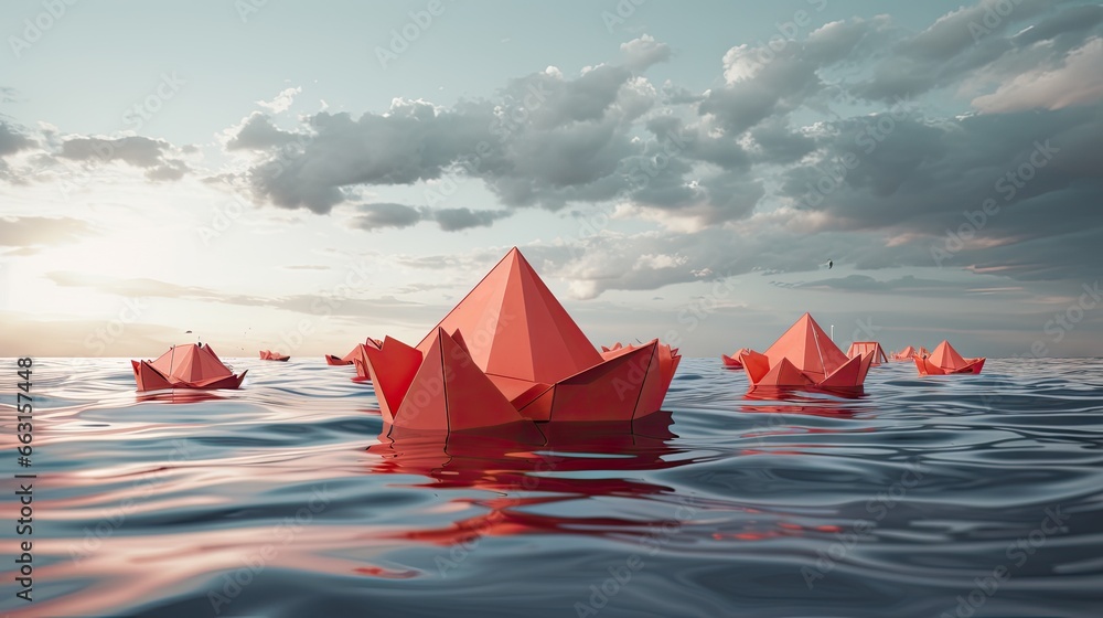 Origami paper ship boats, female success leadership, strategy planning ...