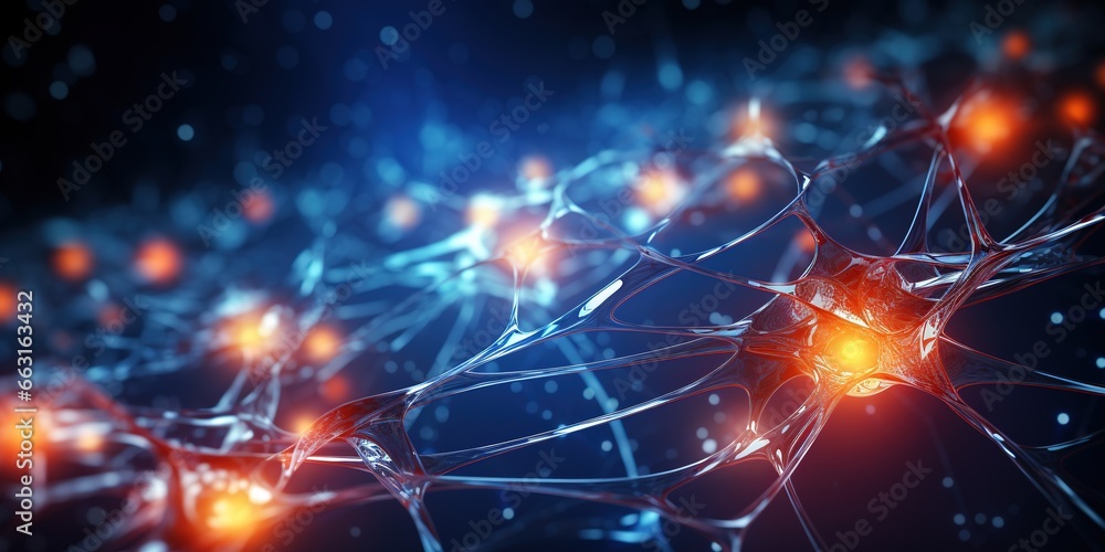 Brain stimulation activity with neuron close - up microscpoe ...