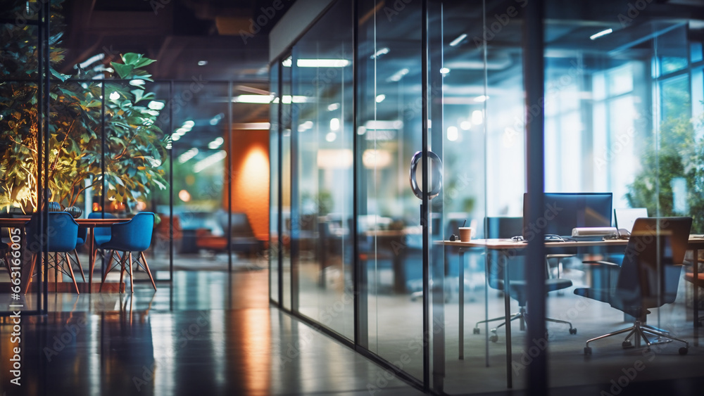 Beautiful defocused office background - office interior panoramic ...