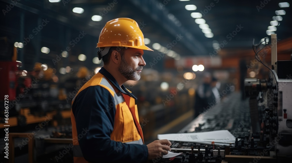 Engineer quality control inspector inspection on steel machinery and ...