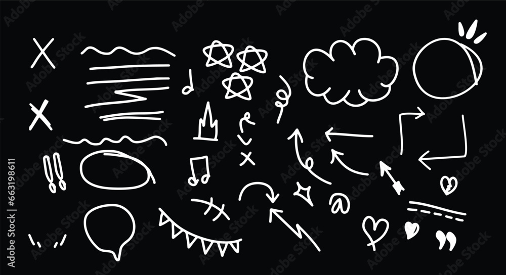 underline, Line arrow round frame hand drawn vector element set. Hand ...