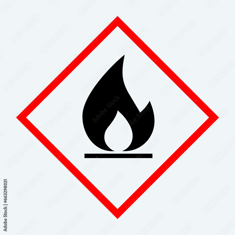 Pictogram of flammable standard symbol, Globally Harmonized System ...
