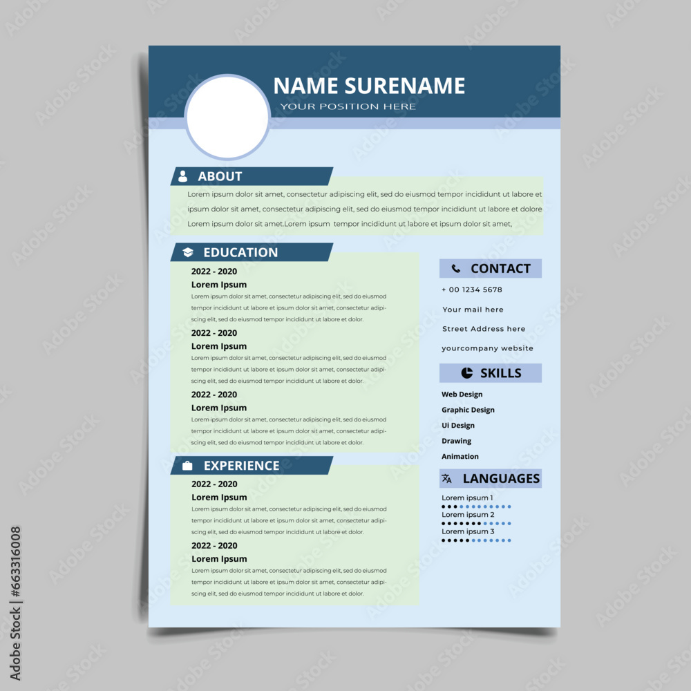 Resume CV vector Graphic Templates design Stock Vector | Adobe Stock