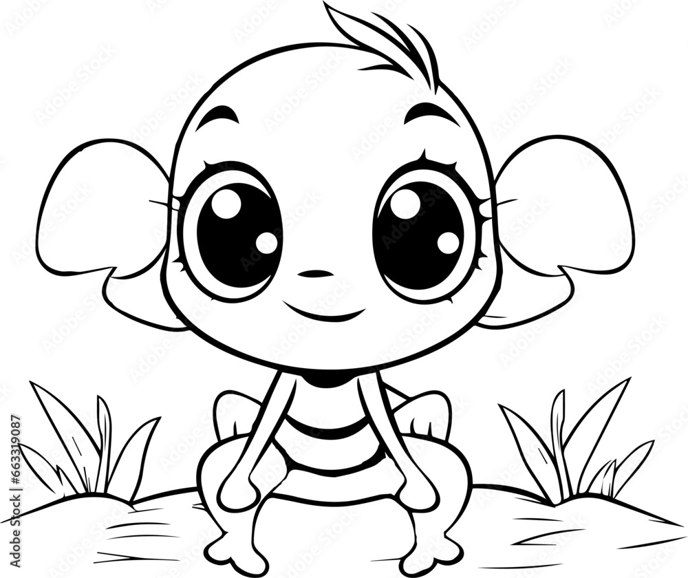 Coloring book, Ant illustration, kawaii style, line drawing, Ant Stock ...