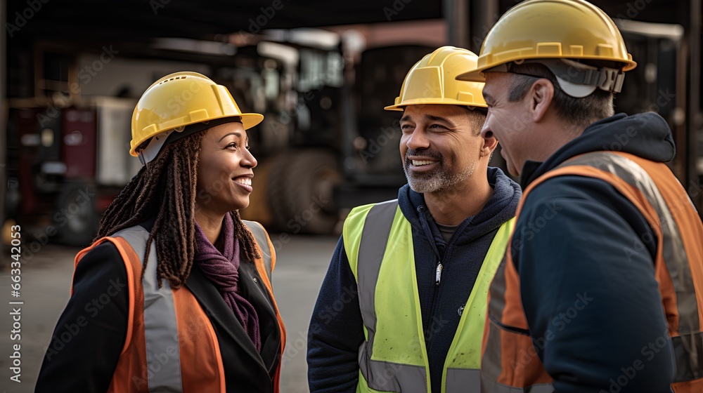 Confident woman on construction site. Strong, independent female ...