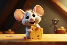 Cheeky Cartoon Mouse With Cheese Free Stock Photo - Public Domain Pictures