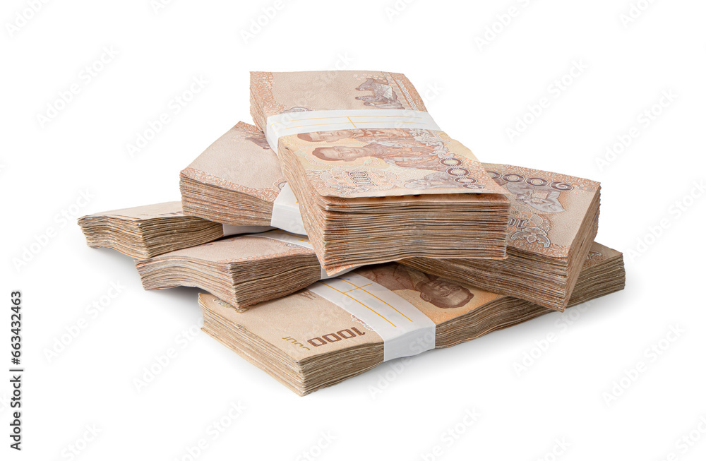 Stack of five hundred thousand thai baht banknote money isolated on ...