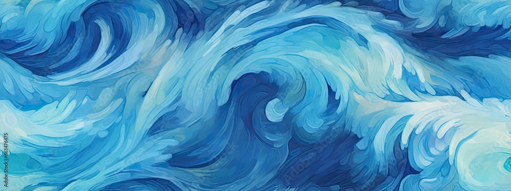 Seamless abstract turquoise blue rolling ocean waves seascape painting ...