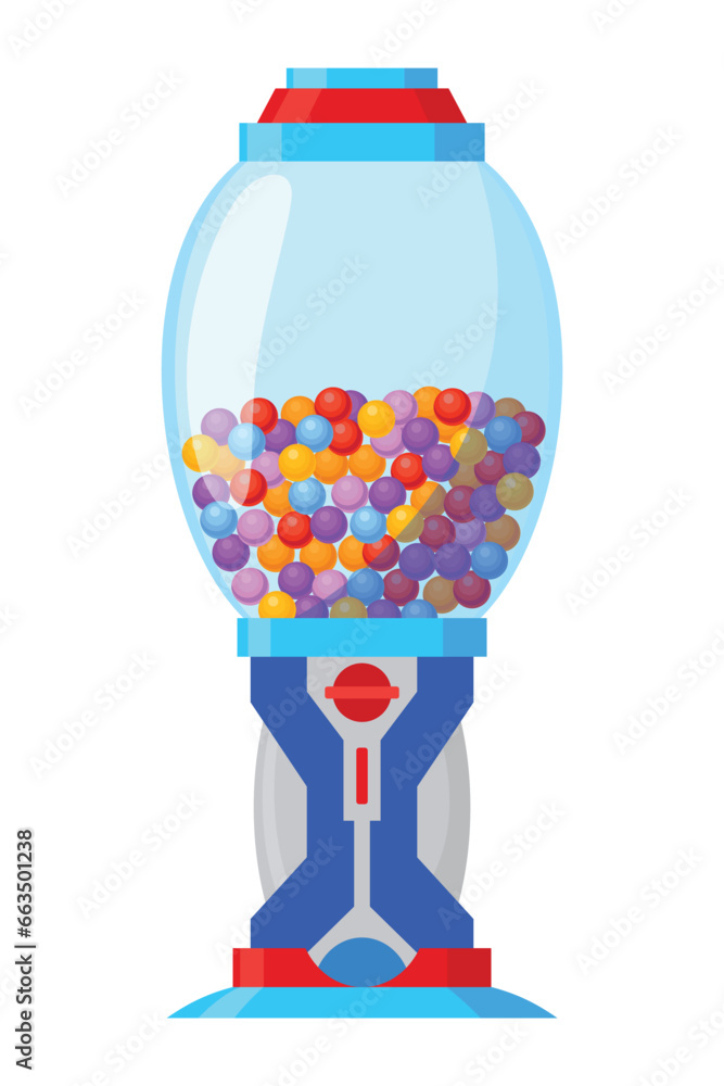 Gumball machine icon. Transparent round glass candy dispenser with ...
