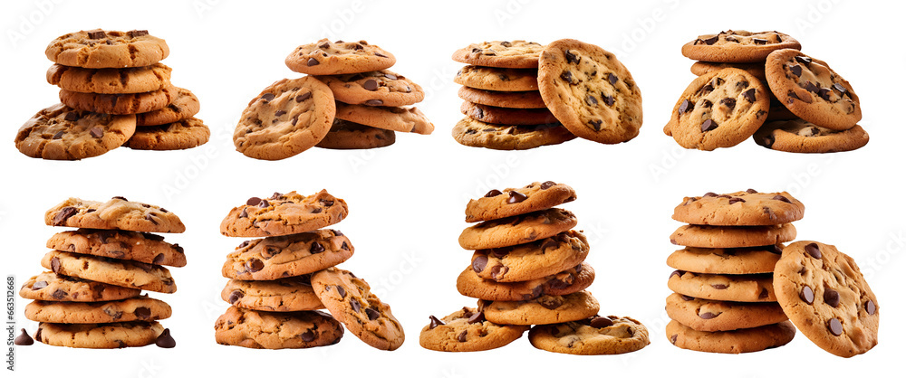 Stack Tower of Chocolate chip cookie cookies on transparent background ...