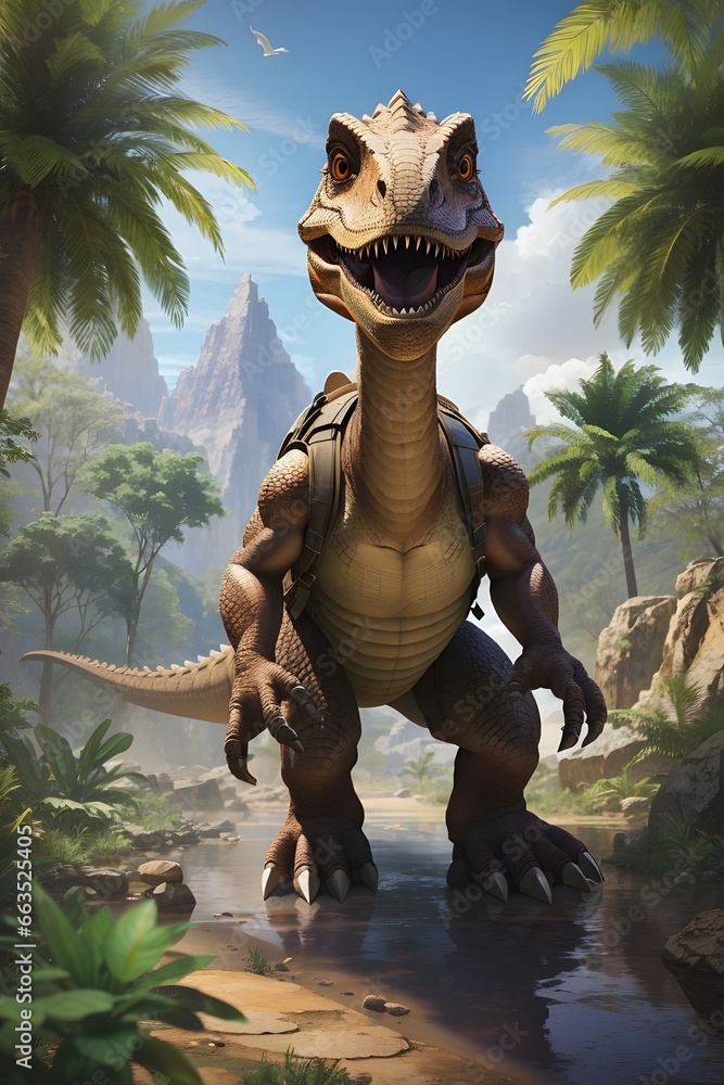 Dinosaur Illustration Forest Background Jungle Background Animal ...