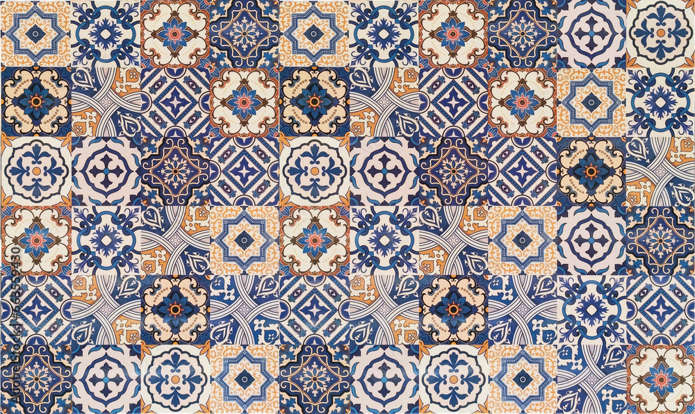 Oriental tiles background pattern. Turkish ceramic tiles texture. Stock ...