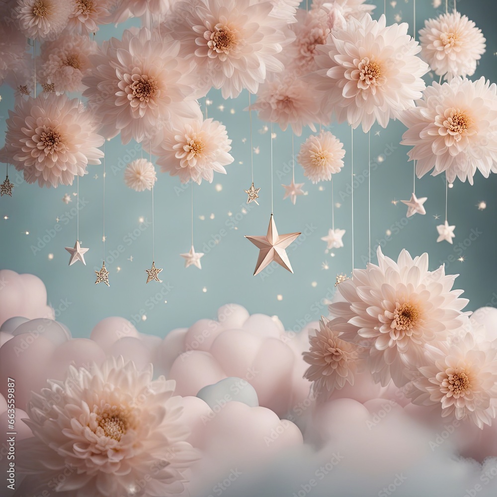 Chrysanthemum Baby Digital Backdrop Photography Background Cake Smash ...