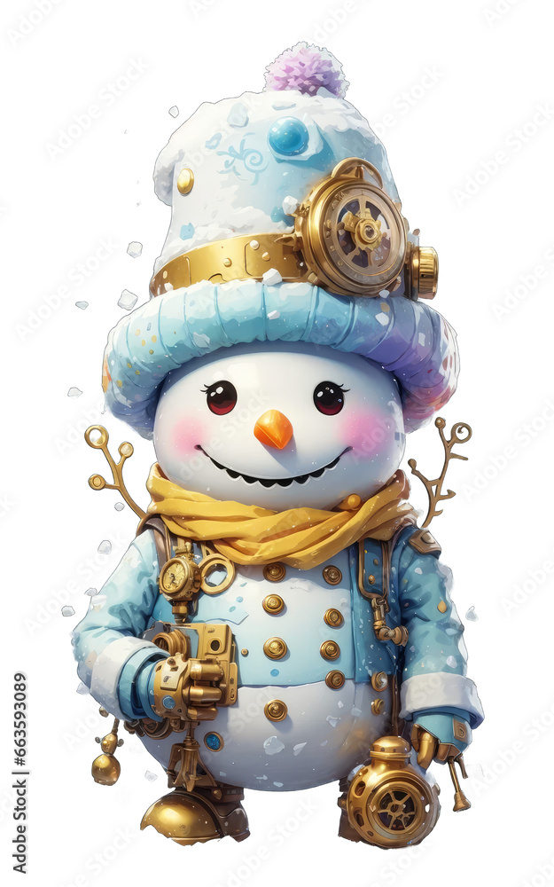 Steampunk Christmas snowman clipart png 3d chibi snowman clipart cute ...