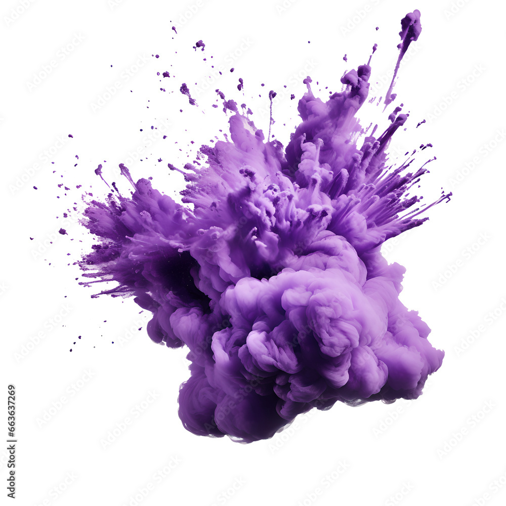 purple explosion isolated on transparent background - powder paint ...