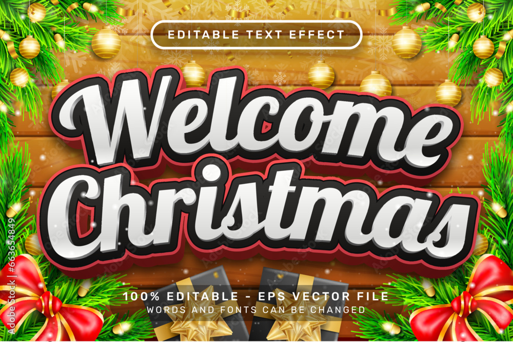 merry christmas 3d text effect and editable text effect with christmas ...