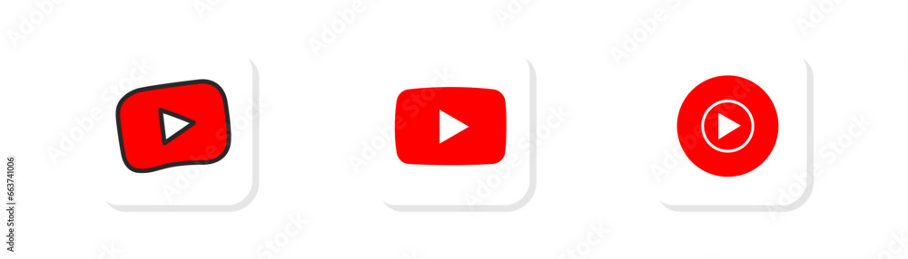 YouTube logo, button of app icon set, streaming service platform, video ...
