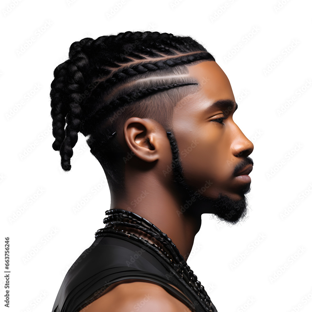 Black man with cornrow hair style, on transparent background, african ...