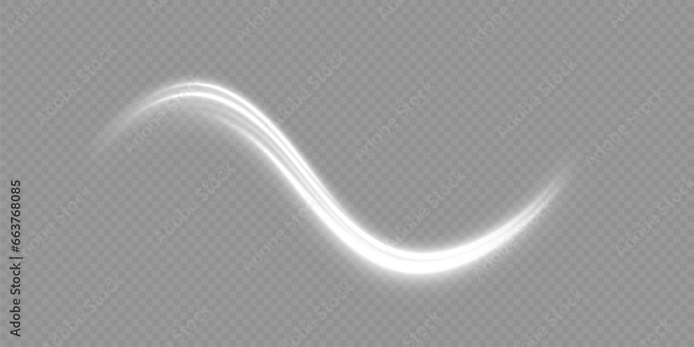 A transparent light effect with a curved and wavy surface. White ...