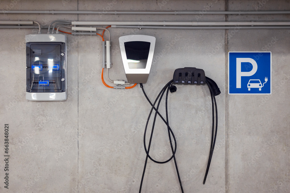 Charging Station Equipment for Electric Car in Underground Car Parking ...