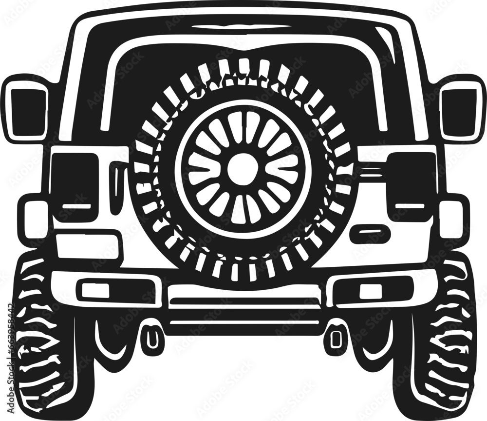 Back view jeep drawing svg vector Stock Vector | Adobe Stock