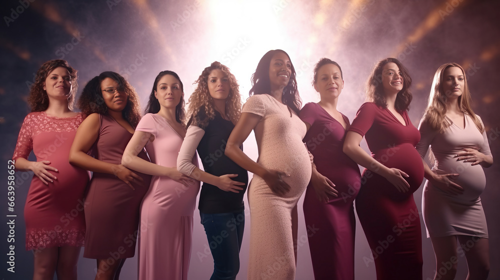 Stock-Illustration „Group of women pregnant with different body and ...